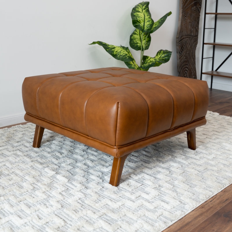 Wade Logan® Arunya Leather Ottoman | Wayfair